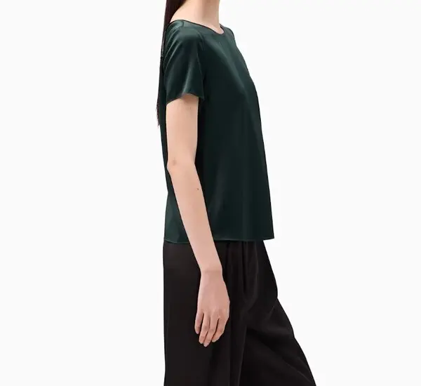 Emporio Armani Satin Blouse In A Silk Blend With Short Sleeves Essential