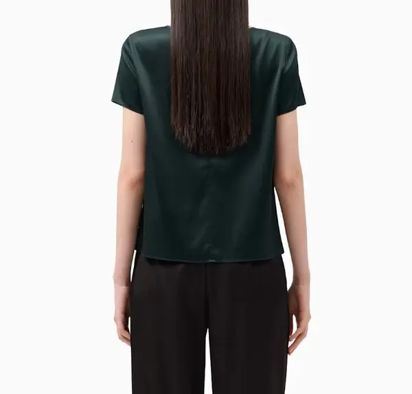 Emporio Armani Satin Blouse In A Silk Blend With Short Sleeves Essential