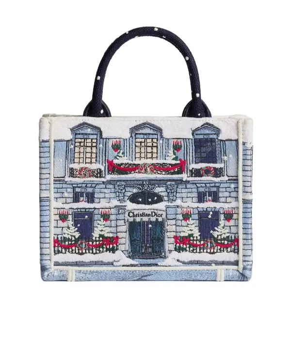 Dior Mini Book Tote With Strap - Blue