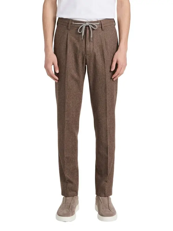 Eleventy Pleated Drawstring-waist Trousers