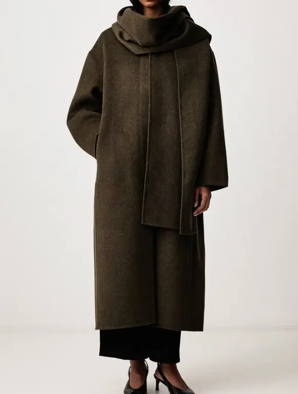 Soeur Scarf-collar Wool Long Coat