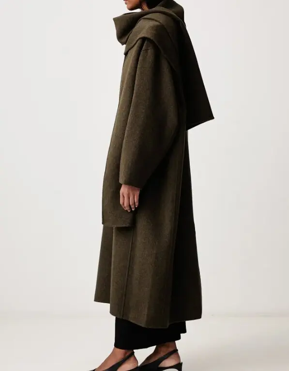 Soeur Scarf-collar Wool Long Coat