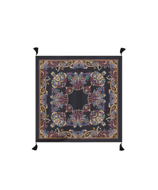 Etro Silk Scarf With Tassels And Paisley Foliage Motif