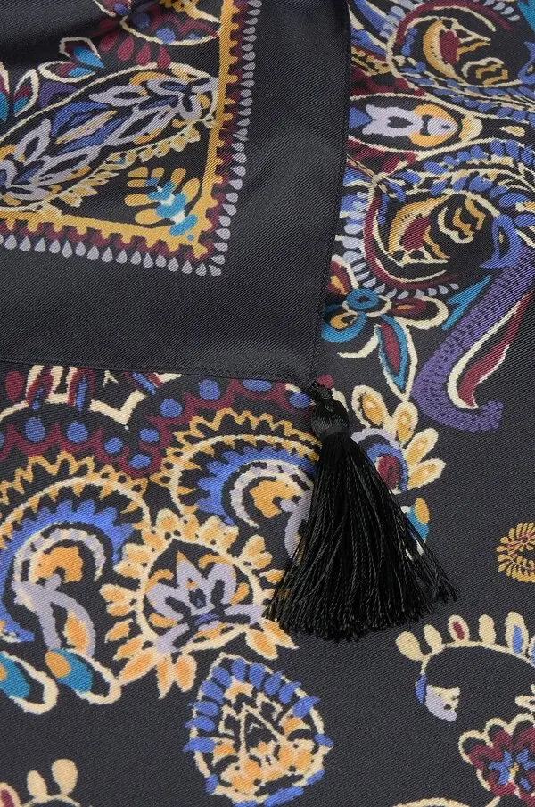 Etro Silk Scarf With Tassels And Paisley Foliage Motif
