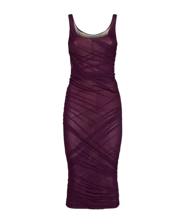 Attico Square-neck Mesh Sleeveless Dress