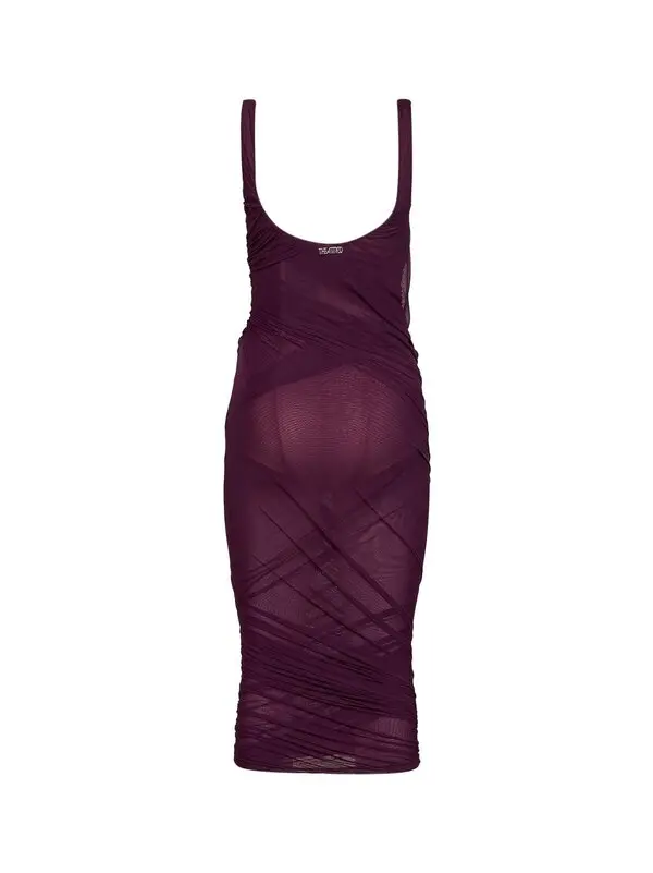 Attico Square-neck Mesh Sleeveless Dress