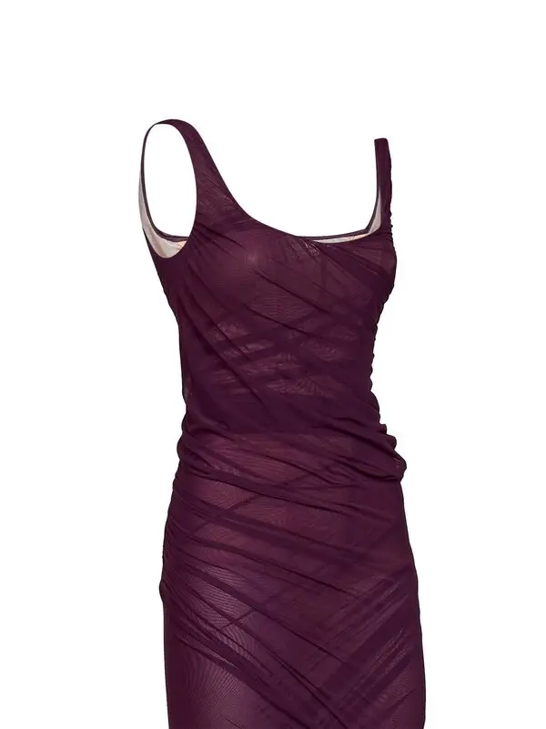 Attico Square-neck Mesh Sleeveless Dress