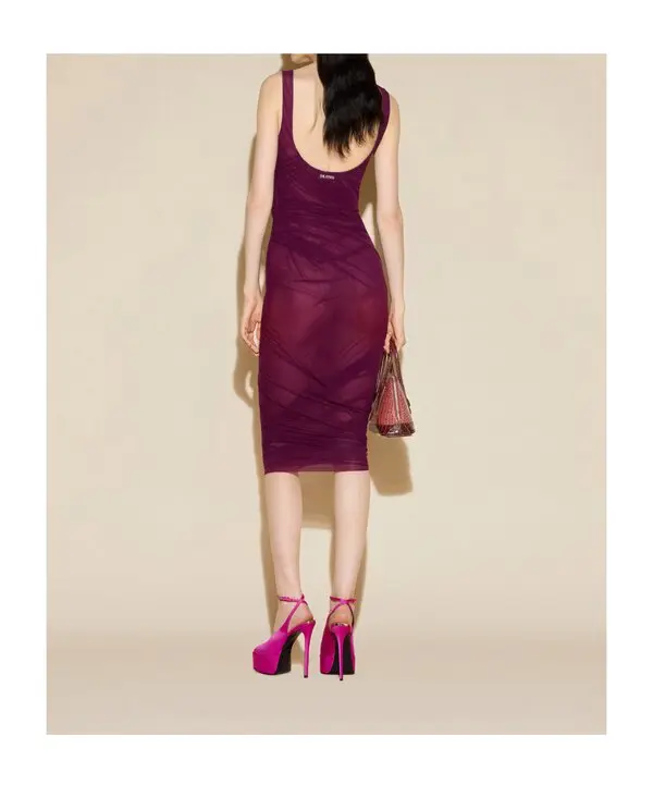 Attico Square-neck Mesh Sleeveless Dress