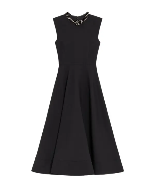 Valentino Garavani Midi Dress In Embroidered Crepe Couture - Black
