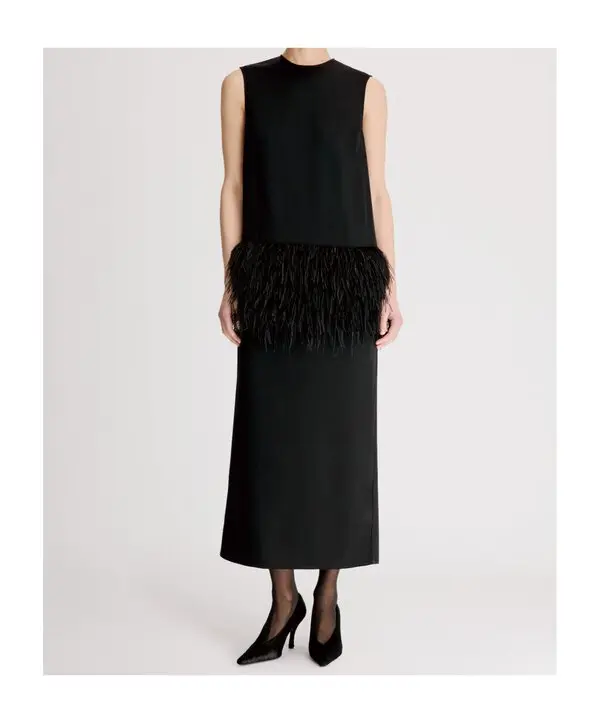 Loulou De Saison Sonia Feather-trim Maxi Dress