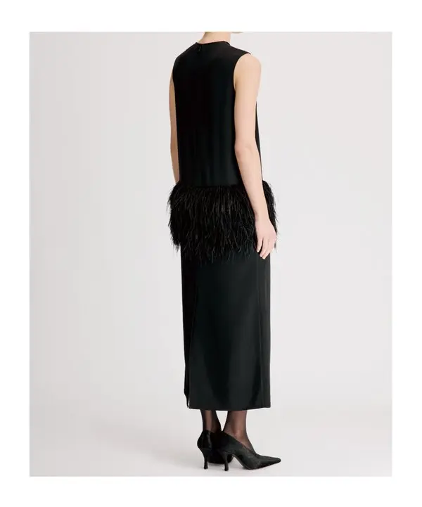 Loulou De Saison Sonia Feather-trim Maxi Dress
