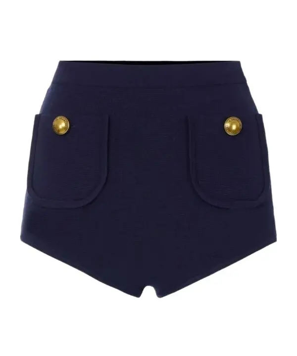 Elisabetta Franchi Knit Shorts With Jewel Buttons