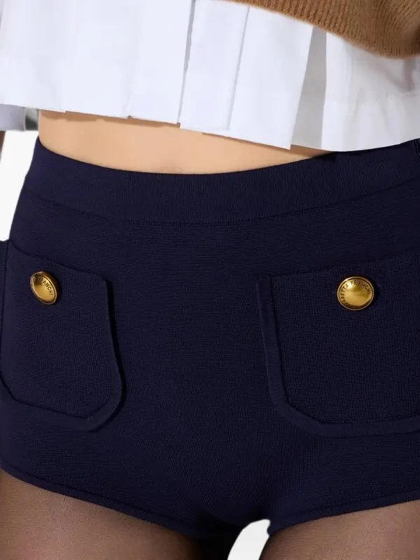 Elisabetta Franchi Knit Shorts With Jewel Buttons