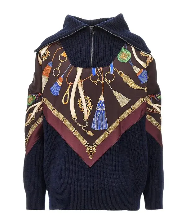 Etro Pattern-panelled Half-zipped Jumper