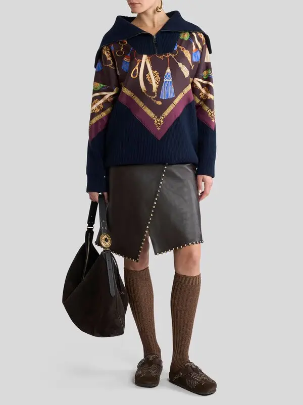 Etro Pattern-panelled Half-zipped Jumper