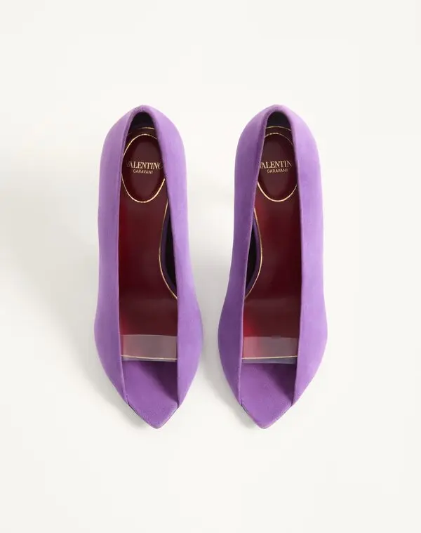 Valentino Garavani Open-toe Révélé Suede Pumps 105mm - Purple