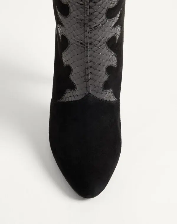 Valentino Garavani Boutade Suede Boot With Elaphe Details 105mm