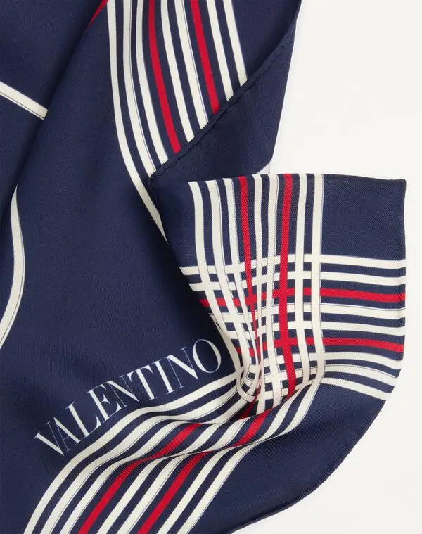 Valentino Garavani Le Fou De L'archive Silk Scarf From The Archive - Blue