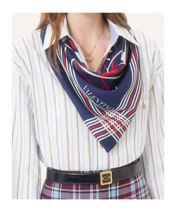 Valentino Garavani Le Fou De L'archive Silk Scarf From The Archive - Blue