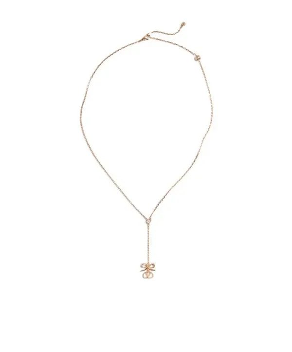 Valentino Garavani Vlogo Floc Necklace In Metal And Swarovski Crystals - Yellow