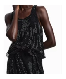 Emporio Armani Mesh Top With All-over Rhinestones