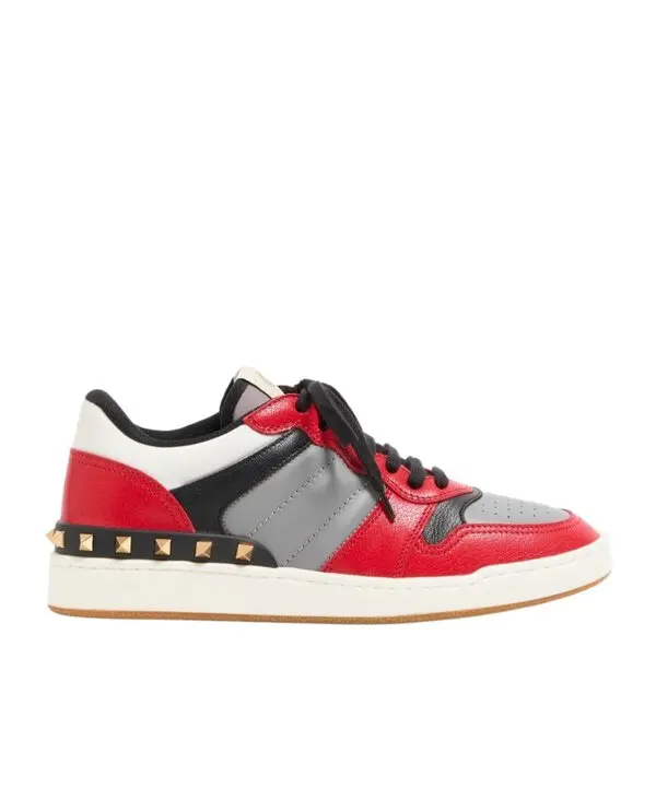 Valentino Garavani Freedots Two-tone Sneaker In Kidskin And Nappa Calfskin With Studs Detail - Multicolor