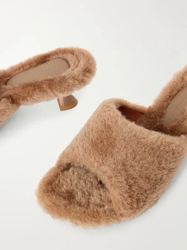 Amina Muaddi Shearling Sandals