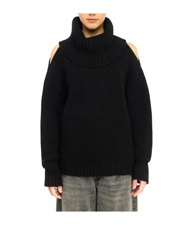 SEMICOUTURE Cut-out Turtleneck Knitted Sweater