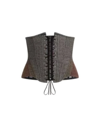 Etro Wool Corset Belt With Houndstooth Motif