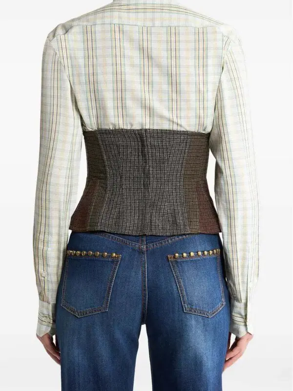 Etro Wool Corset Belt With Houndstooth Motif