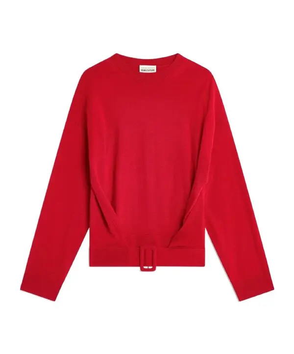 SEMICOUTURE Belted Crew Neck Sweater