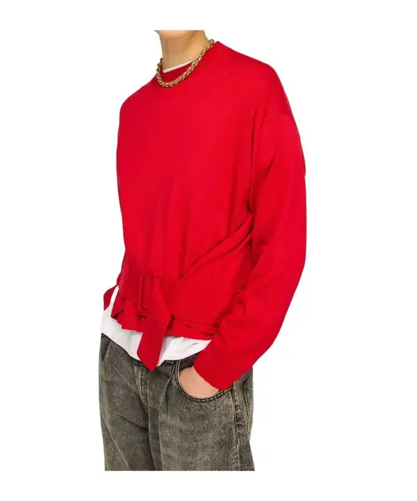 SEMICOUTURE Belted Crew Neck Sweater