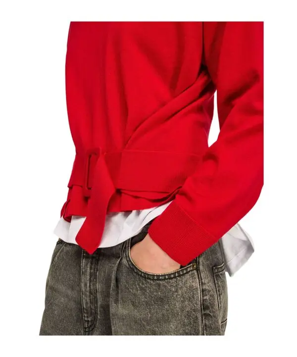SEMICOUTURE Belted Crew Neck Sweater