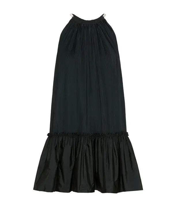 Max Mara Short Sleeveless Dress In Pleated Taffeta