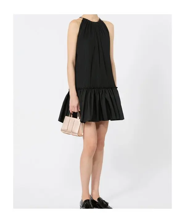 Max Mara Short Sleeveless Dress In Pleated Taffeta