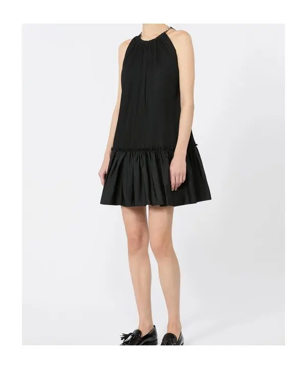 Max Mara Short Sleeveless Dress In Pleated Taffeta