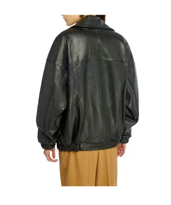 SEMICOUTURE Oversized Biker Leather Jacket