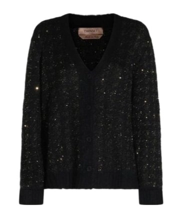 TWINSET Houndstooth Knit Sweater - Black