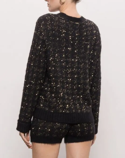 TWINSET Houndstooth Knit Sweater - Black