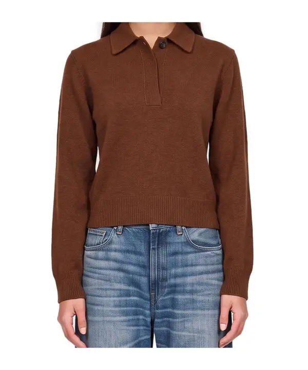 HAIKURE Long Sleeved Knitted Polo Top