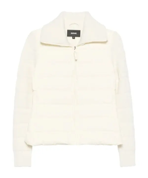 Mackage Hybrid Knit Stand-collar Zip Puffer Jacket - Beige