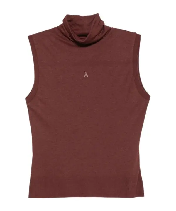 Patrizia Pepe Sleeveless Mock-neck Top With Embroidered Patch