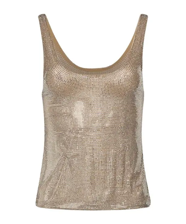 Giuseppe Di Morabito Embellished Mesh Tank Top - Gold