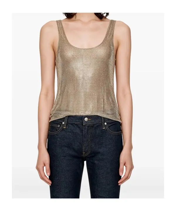 Giuseppe Di Morabito Embellished Mesh Tank Top - Gold