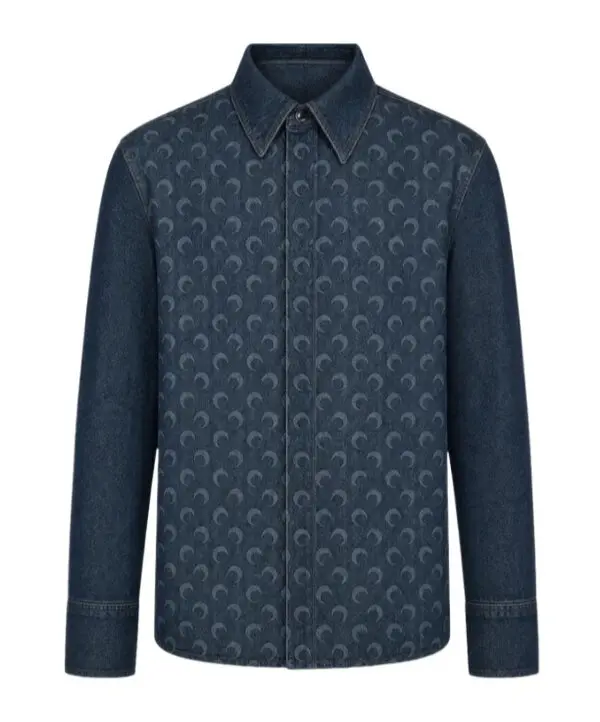 MARINE SERRE Denim Jacket With Laser-printed Full Moon Motif