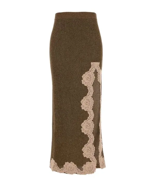 Valentino Garavani Lace Trim Knitted Skirt