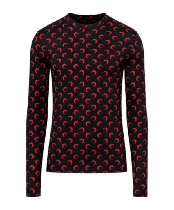 MARINE SERRE All-over Crescent Moon Print Crew Neck Long-sleeve Top