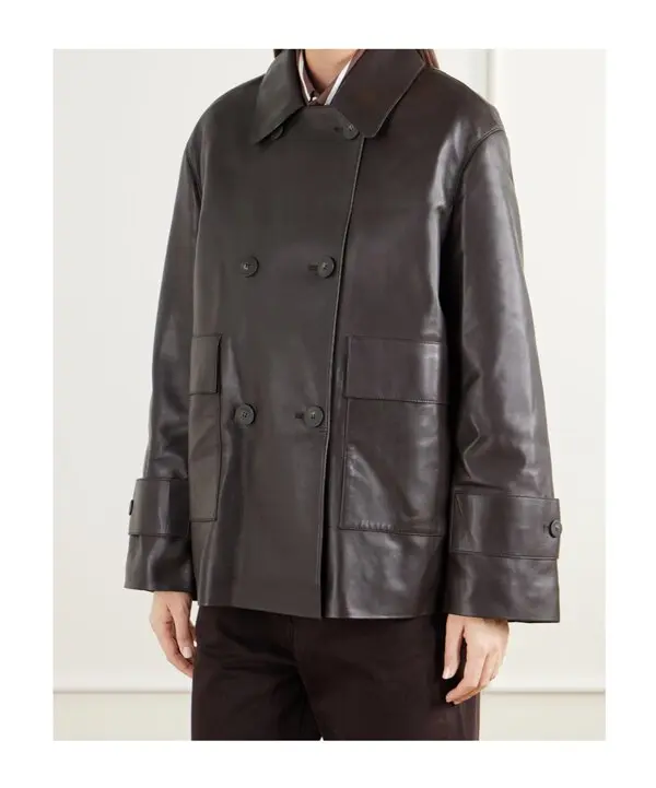 JOSEPH Delia Double-breasted Leather Jacket