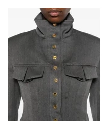 Elisabetta Franchi Peplum-hem High-neck Fitted Jacket
