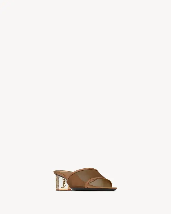Saint Laurent Sip Mule Sandals In Mesh And Patent Leather